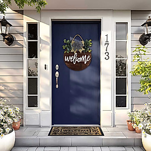 Sokomurg Rustic Round Wood Wreaths Wall Hanging Outdoor, Farmhouse, Porch, Seasonal Welcome Sign Front Door Decoration, for Spring Summer Fall All Seasons Holiday Halloween Christmas 12 In(30 cm)