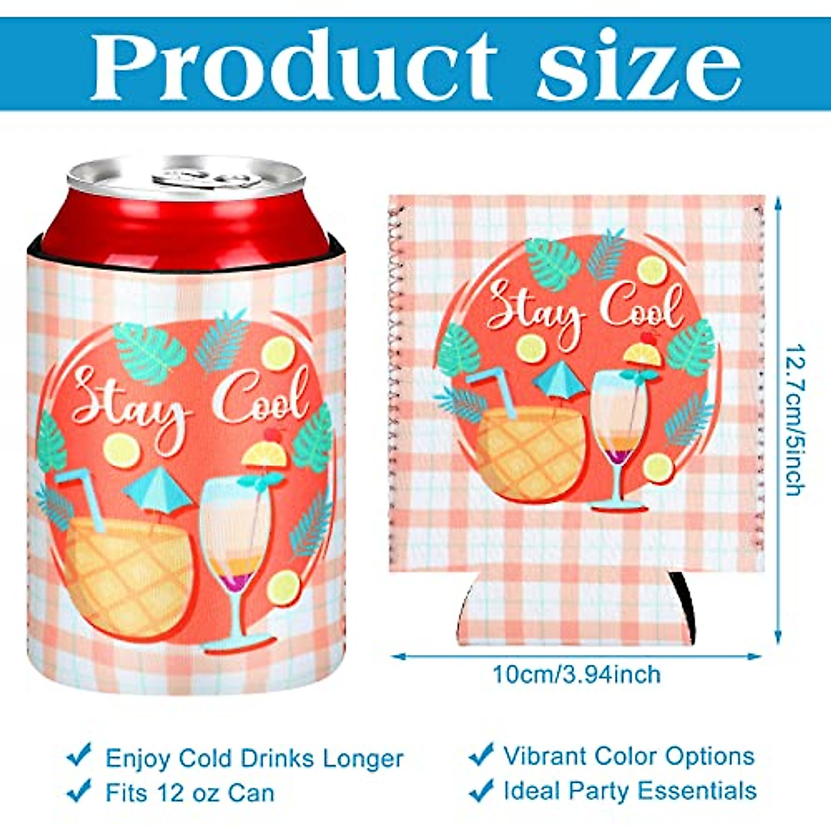 16 Pcs Beer Can Sleeves Neoprene Can Cooler Sleeves Funny Can Cover Insulated Beach Themed Beer Sleeve for Beverages Soda Bottles Summer Party Favors