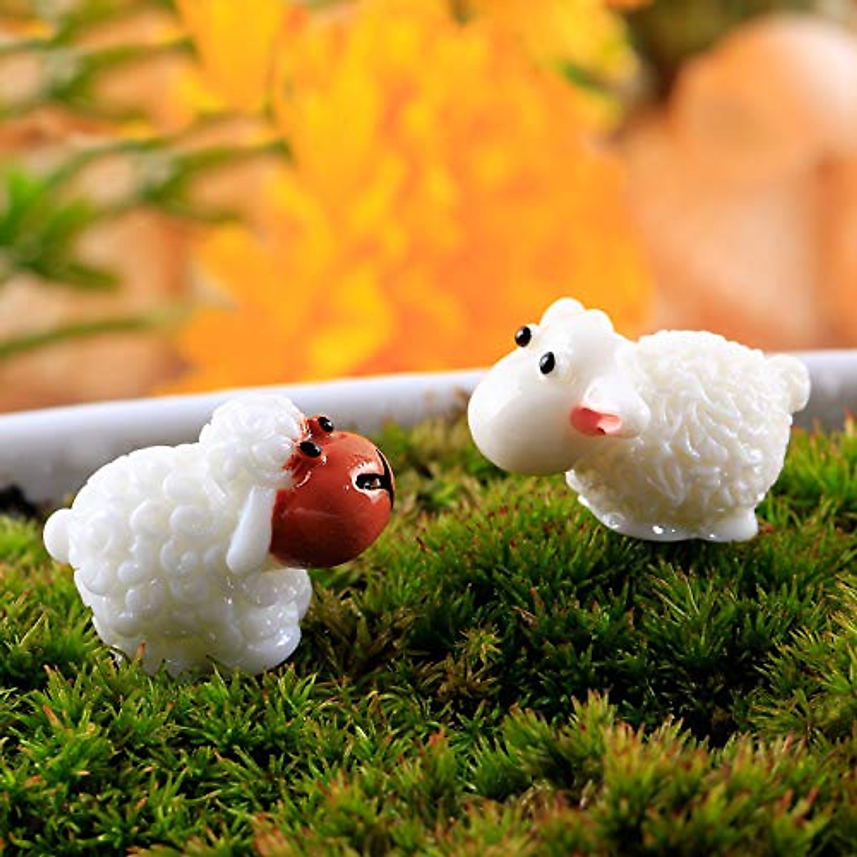 X Hot Popcorn 30 Pcs Miniature Sheeps Mini Garden Herd of Sheeps Moss Micro Landscape Decoration DIY Resin Home Decor Animals Micro Fairy Garden(15Male Sheep+ 15Mother Sheep),Sheep