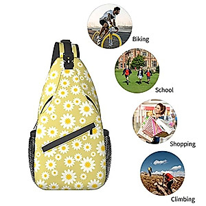 Flower Daisy Sunflower Crossbody Backpack Sling Bag Lightweight Shoulder Bags for Women Men Gifts Travel Sport Walking Biking Cycling Daypack
