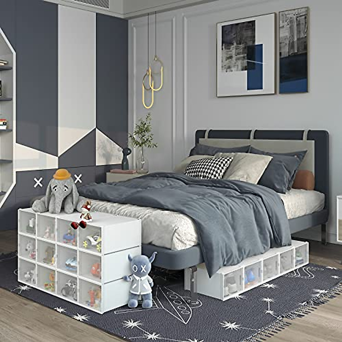 YITAHOME Shoe Storage Box, 18 PCS Medium Size Shoe Storage Organizers Stackable Shoe Storage Box Rack Containers Drawers