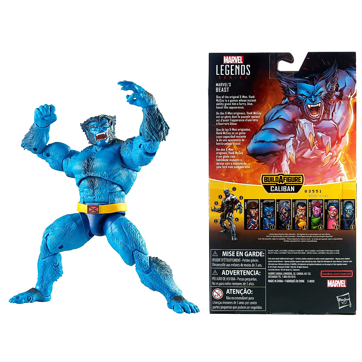 Marvel Hasbro Legends Series 6" Collectible Action Figure Beast Toy (X-Men Collection) – with Caliban Build-A-Figure Part