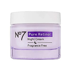 No7 Pure Retinol Night Cream - Anti Aging Night Cream with Collagen Peptides to Reduce Fine Lines and Wrinkles - Fragrance Free Retinol Cream for All Skin Types (1.69 fl oz)