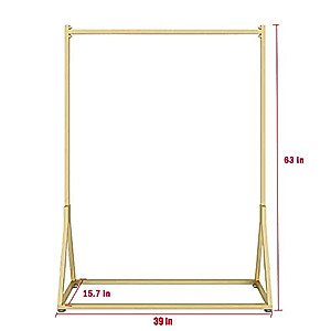 MDEPYCO Simple Fashion Rolling Garment Rack with Wheels,Commercial Grade Heavy Duty Metal Clothing Racks,Entryway Organizer Storage Shoes Bags Clothes Shelves(Gold Square Tube,39" L)