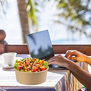 Huaiid Paper Bowl With Lids, 37 oz Kraft Paper Food Container, Paper Soup Bowls,Disposable Paper Salad Bowls For Chilled Pasta, Potato Salad, Fruit and More[1100 ML 50 Pack]