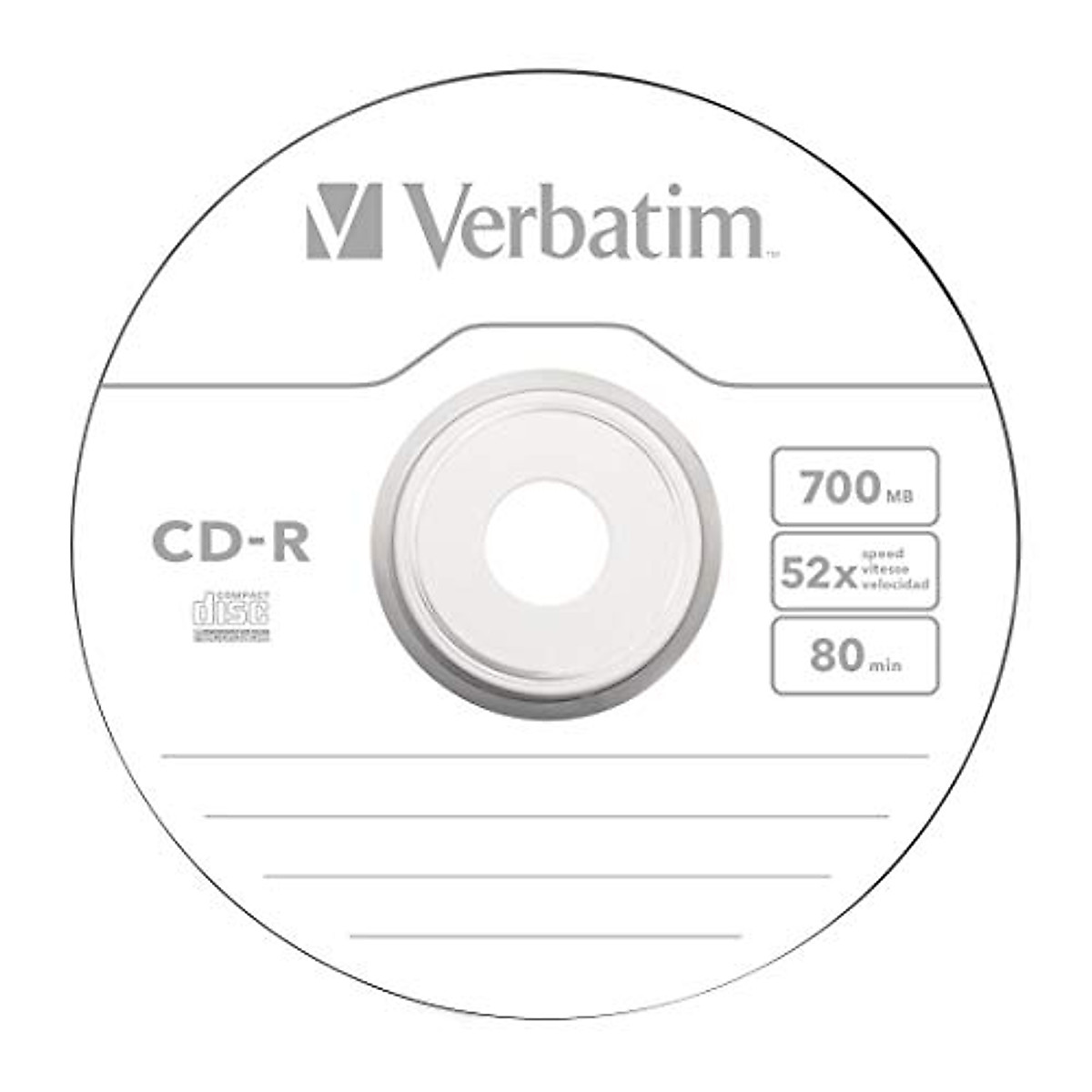 Verbatim 43787 52X 700MB 50Pk CD-R Extra Protection Wrap Spindle - Matt Silver