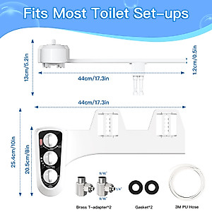 Bidet Attachment for Toilet Hot and Cold, Non-Electric Mechanical Bidet Bidet Toilet Attachment with Dual Nozzle, Rear &Feminine Wash, Fresh Water Sprayer with Adjustable Water Pressure