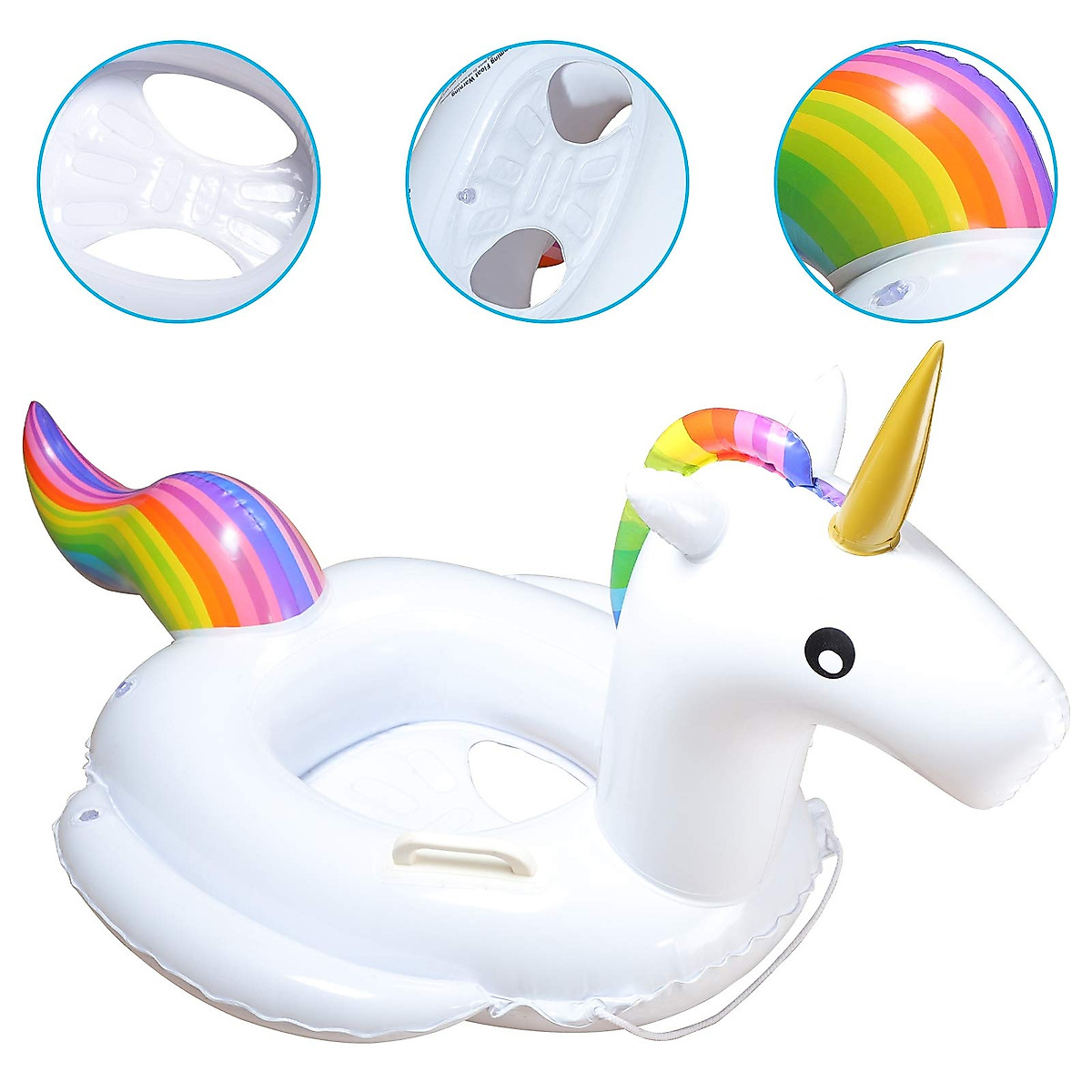 MorTime Baby Pool Float Unicorn Inflatable Swimming Ring Seat, 30" Unicorn Swim Float for Kids Toddlers Babies 1-6 Years