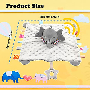 Baby Comforter Blanket,Elephant Blanket,Sweet Loveys for Babies, Cuddle Blanket,Baby Cuddly Toy with Crinkle Foil and Bell,Soft Comforter for Newborn,Baby boy & Girl Gift (Elephant)