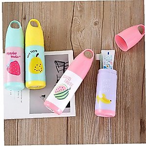 Portable Travel Toothbrush Case, Hard Plastic Dust-proof Toothbrush Container Cartoon Fruits Toothbrush Holde Pink