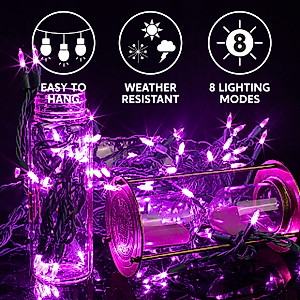 Joiedomi 200 LED Purple Halloween String Lights with 8 Modes 65.2FT Green Wire for Indoor Outdoor Holiday Décor Halloween Event Decoration, Tree, Eaves, Haunted House Theme Party