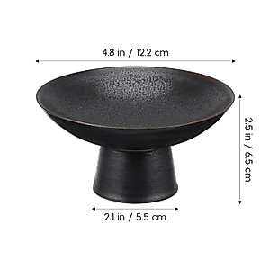 Yardwe Pedestal Bowl, Fruit Bowl for Kkitchen Counter, Footed Ceramic Bowl for Fruit Snack Nut (4 x 2.4 Inch, Black)