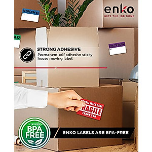 enKo - 2 x 3 Inch Extra Large Home Moving Packing Labels Stickers for Box - Color Coded for Boxes, Packing Box Fragile Stickers (800 Labels, 4 Bedroom House)