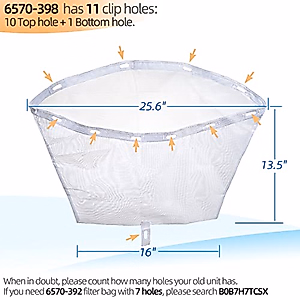 Alocs 6570-398 Filter Net Bag for Ja-cuzzi - 2014+ J-300, 2012+ J-400, 2015+ J-500 Series Hot Tub Mesh Skimmer with 11 Clip Holes