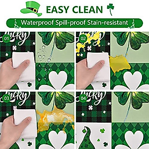 NatuBeau St. Patrick’s Day Tablecloth Rectangle 60x84 Inch, Gnomes Buffalo Plaid Shamrock Table Cloth for St Patricks Day, Lucky Green Shamrock Table Cover for Dinning Room Kitchen Party Decor