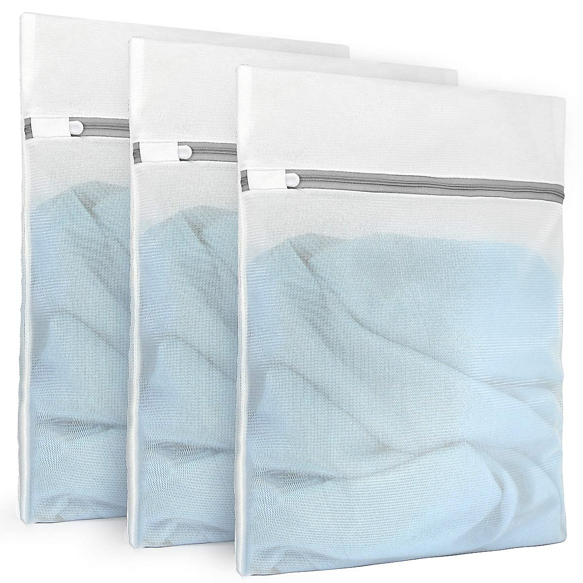 3Pcs Durable Fine Mesh Laundry Bags for Delicates 12 x 16 Inches (3 Medium)