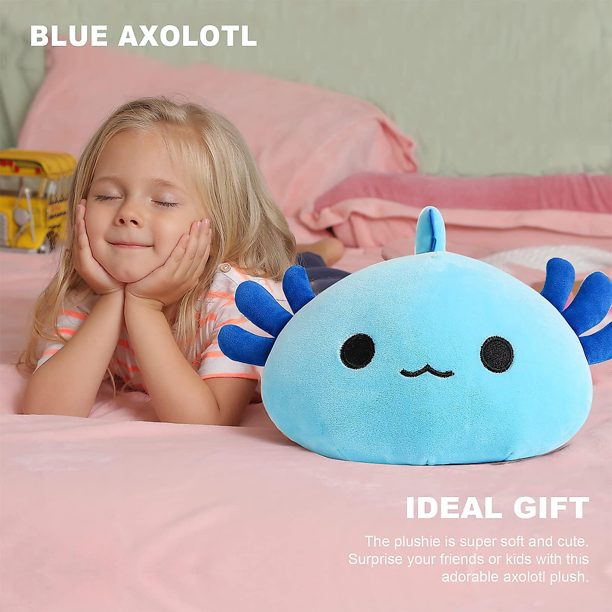 Onsoyours Cute Axolotl Plush, 19" Soft Large Stuffed Animal Salamander Big Plush Pillow, Kawaii Plushie Toy for Kids (Blue Axolotl A, 19")