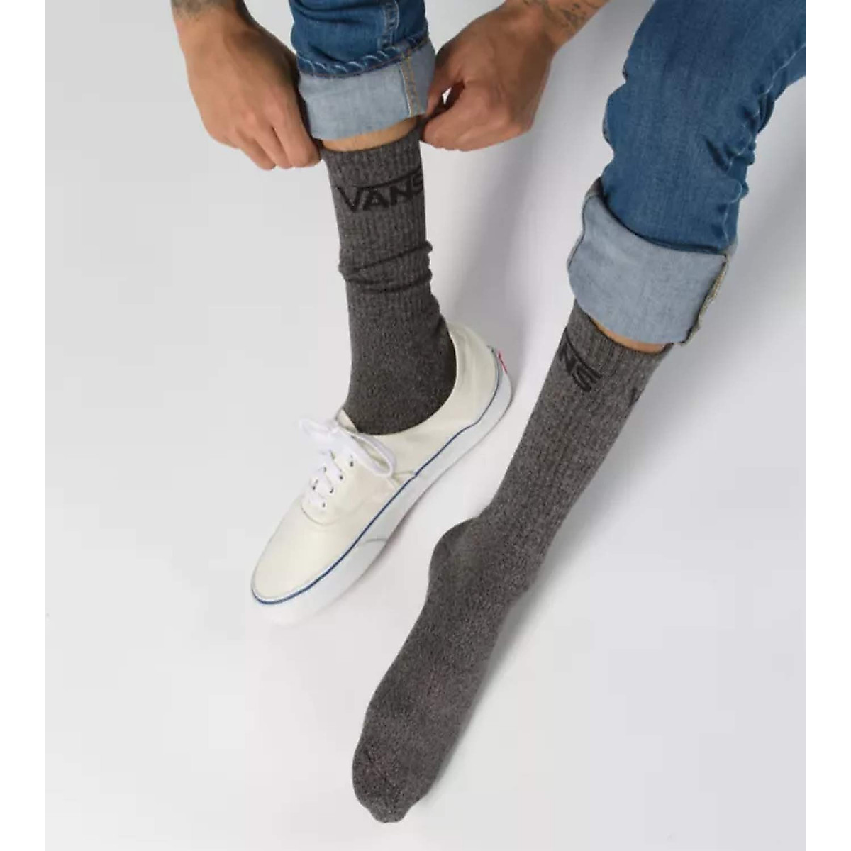 Vans | Classic Crew-Socks | Black-Heather, Large (9.5-13) Men's.