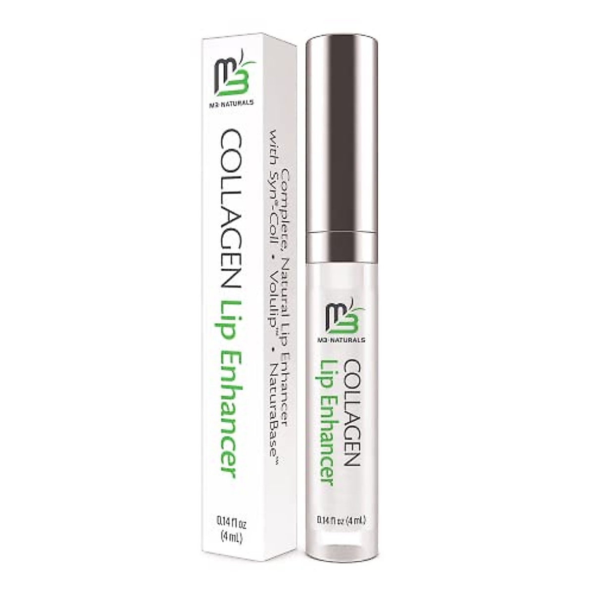 Collagen Lip Plumper Clinically Proven Lip Enhancer for Fuller Softer Lips Increased Elasticity Reduce Fine Lines Hydrating Plump Gloss Lipstick Primer by M3 Naturals
