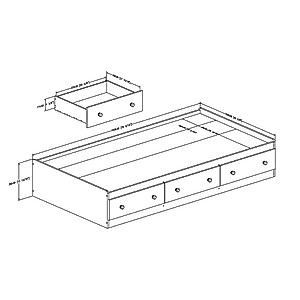 South Shore Savannah Mates Bed with 3 Drawers, Pure White
