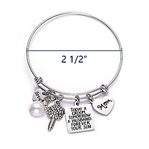 LParkin Mother of The Groom Bride Gifts Mother in Law Gift Mom Bangle Bracelets from Son Today a Groom Tomorrow a Husband Forever Your Son Bracelet