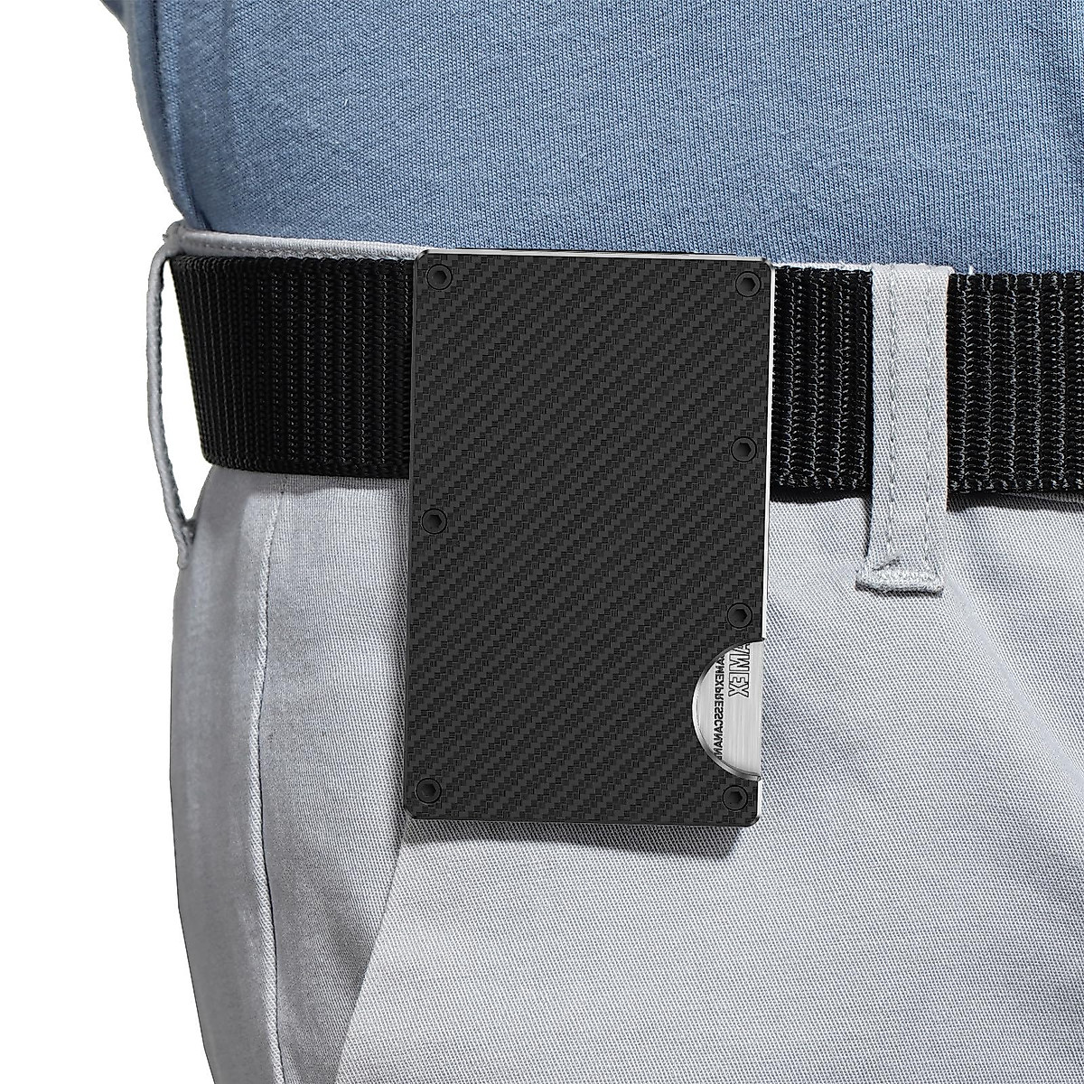 Minimalist Slim Wallet For Men with Money-Clip-Credit Card Holder, Carbon Fiber Wallet, Thin Metal Wallet, Rfid Wallet for Men