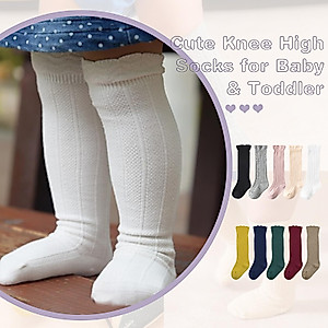 Girls Socks Baby Adorable Unisex Uniform Knee High Tube Stockings for Toddler Boy Sport Long Cotton Socks 5 Pack Coloful A 0-12 Months