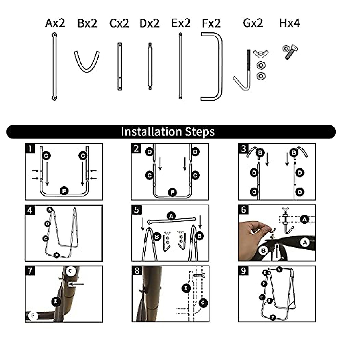YUCAN Hammock Chair Stand with Hanging Swing Chair Included,Weather Resistant and Saving Space Stand Max 450 Lbs, Quality Cotton Weave Wrap Whole,Suitable for Indoor Outdoor Patio Yard（Grey） Patented