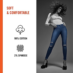 HUE Women's Ripped Knee Denim Leggings, White, Small US