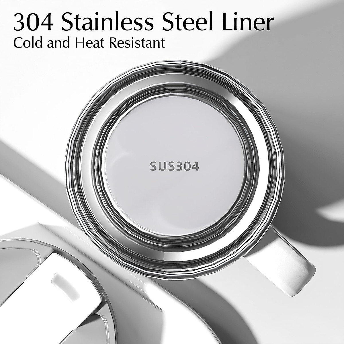 Colawind 13oz Travel Mug, Reusable Coffee Cups with Flip Top Lids, Stainless Steel Coffee Tumbler with handle, 400ml White Drink Cup for Iced Tea, Coffee, Water