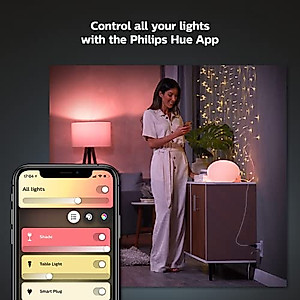 Philips Hue White and Color Ambiance 2-Pack A19 LED Smart Bulb, Compatible with Alexa & Google Assistant – A Certified for Humans Device & 552349 Smart Plug, 1 Count (Pack of 1), White