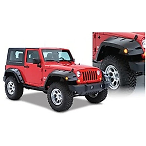 Bushwacker Max Coverage Pocket/Rivet Style Front Fender Flares | 2-Piece Set, Black, Textured Finish | 10045-02 | Fits 2007-2018 Jeep Wrangler JK Unlimited