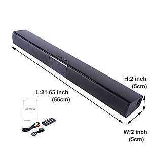 Sohapy Sound Bars for TV, Home Theater Audio with Built-in Subwoofer, TV Speakers, Bluetooth/RCA/TFcard/AUX (Black)