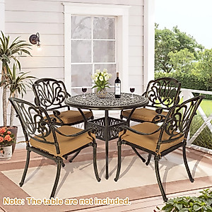 W WARMHOL 2 Piece Outdoor Cast Aluminum Patio Chairs with Cushions, Bistro Dining Chair Set for Patio Furniture Garden Deck Backyard, Floral Design