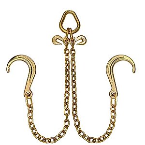 Johnstown Towing Chain Bridle with 8 Inch J Hooks - Grade 70 Chain - 40 Inches Long - 4,700 Pound Safe Working Load