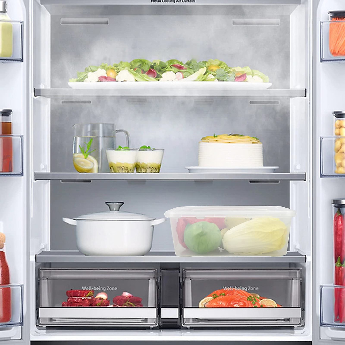 Kekow 4-Pack Plastic Clear Storage Bins with Lids, Plastic Latch Storage Boxes, 14 L