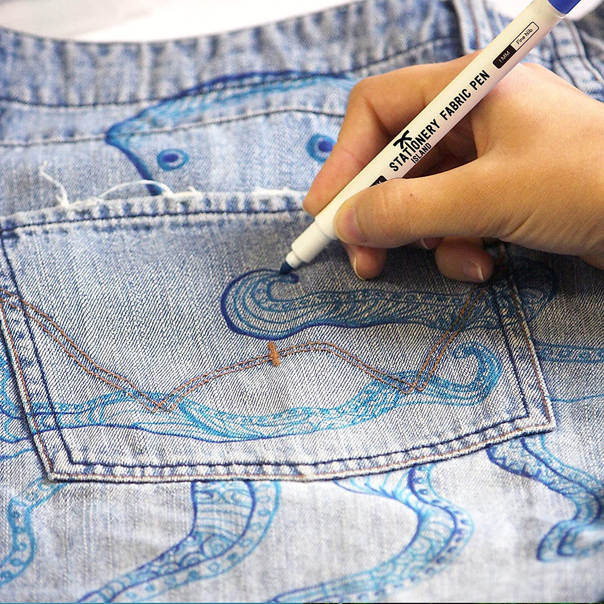 Stationery Island Fabric Markers 24 Colors Textile Permanent Marker Pen No Bleed Paint for Adults Kids Clothes Laundry T-Shirt, Shoes Handbags Graduation Signatures - Dual Felt Tip Nibs 1mm & 2mm