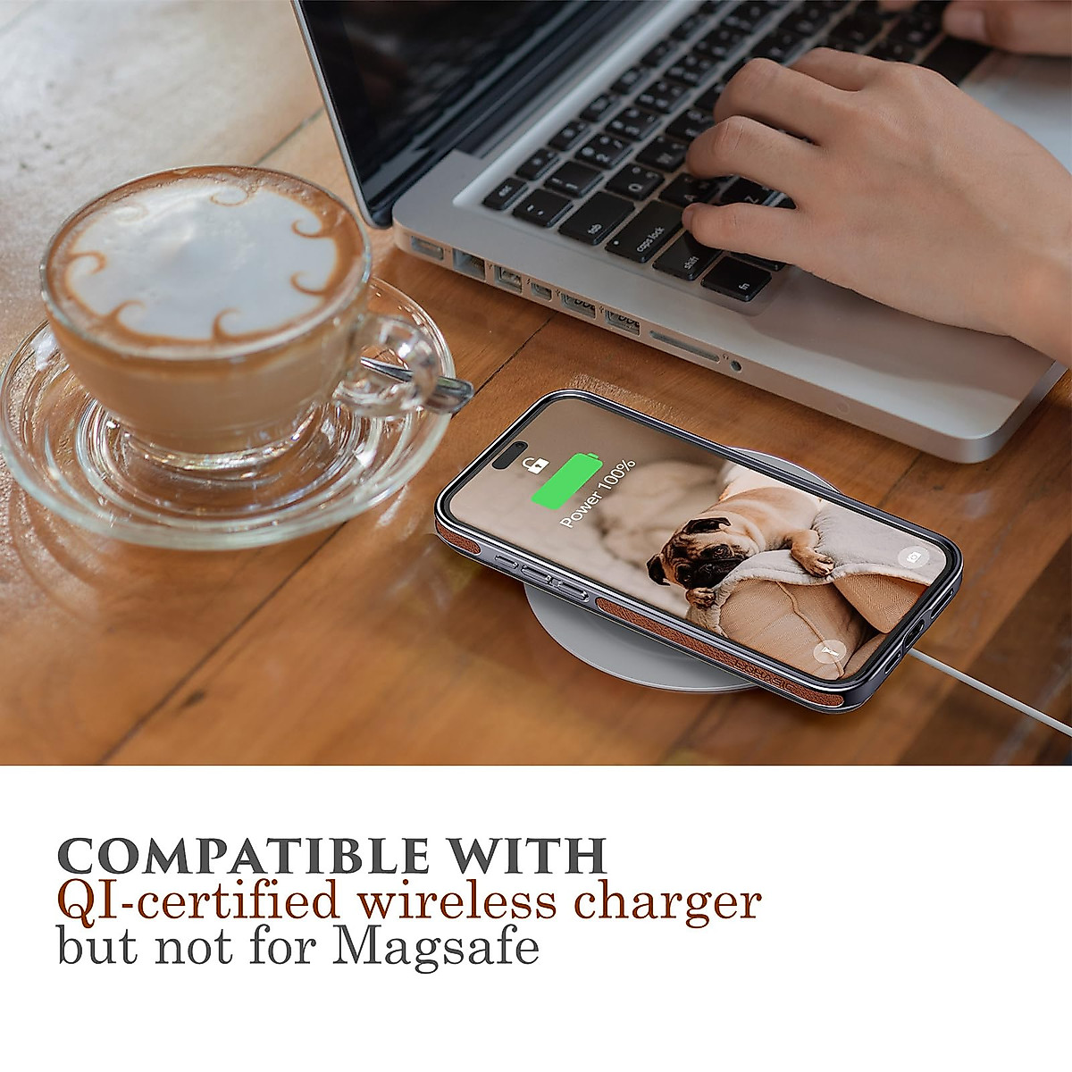 LOHASIC PU Leather Case for iPhone 15 Pro, Luxury Elegant Vintage Phone Cover for Men Women, Anti-Slip Grip Scratch Resistant TPU Bumper, 6.1 Inch, 5G, 2023 - Brown Grey