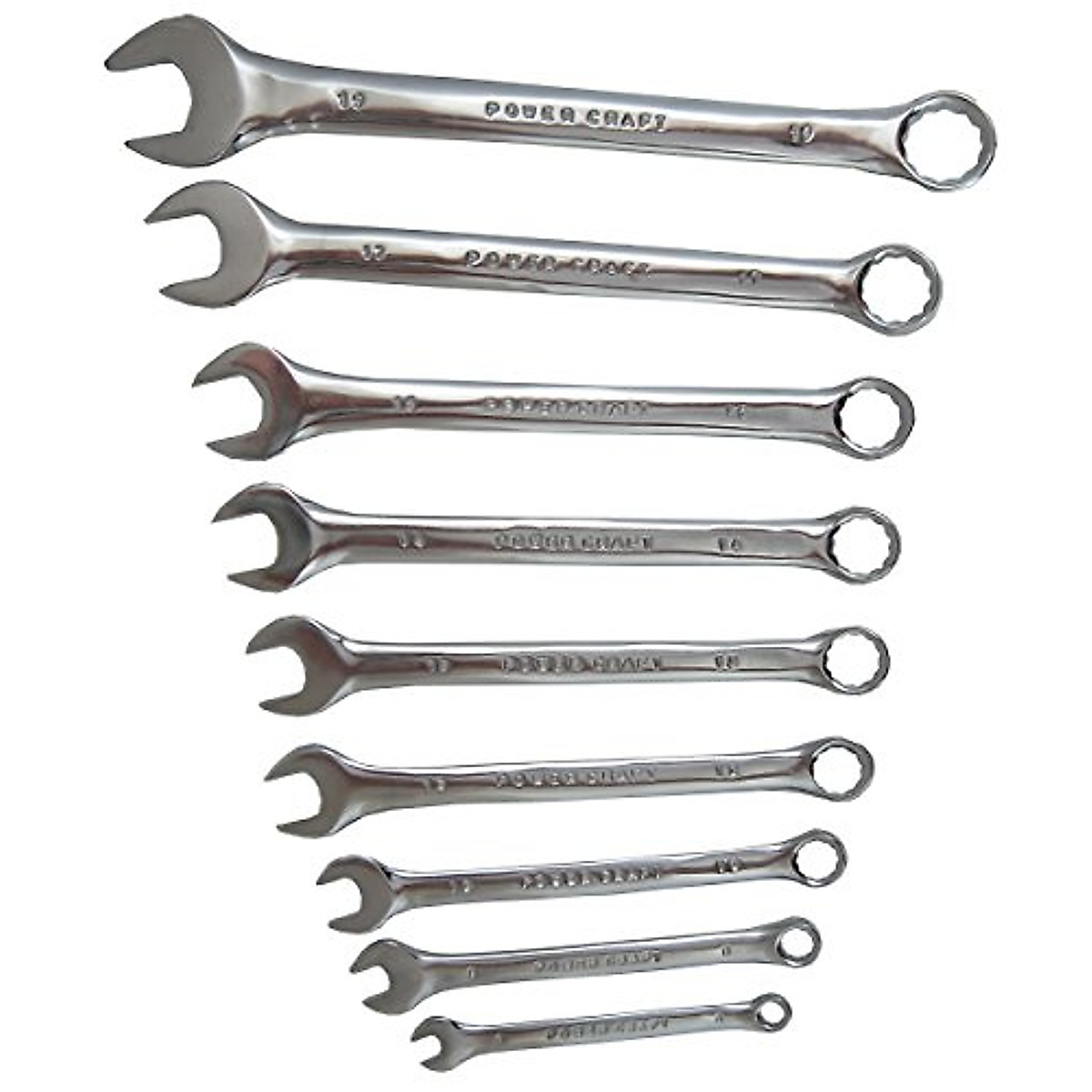 Metric Wrench Set, 9 Chrome Vanadium Combination Open End and Box End Wrenches with Organizer Storage Case