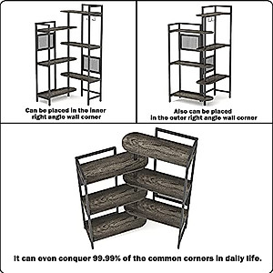 Gezen 6-Tier Industrial Bookshelf Wood Bookcase with Metal Frame, Tall Office Book Shelves Wooden Etagere Book Shelf, Open Storage Shelving Unit for Living Room/Study Room/Bedroom(Black Oak)