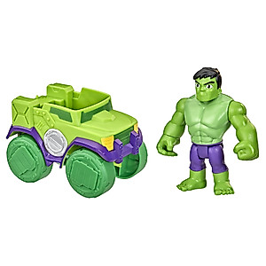 Marvel Spidey and His Amazing Friends Hulk Action Figure and Smash Truck Vehicle, Preschool Toy for Kids Ages 3 and Up