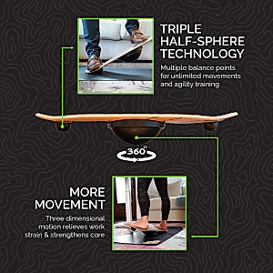 Whirly Board Wide Standing Desk Balance Board & Half-Ball Balance Trainer