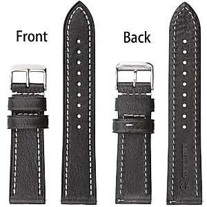 Berfine 18mm Soft Vegetable Tanned Leather Watch Bands, Quick Release Watch Strap Replacement, Black