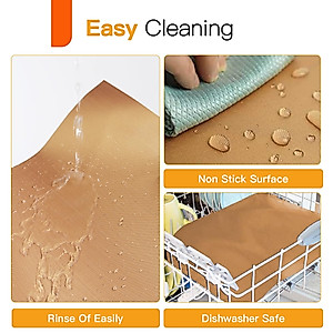 SKYBD 2 Pack Oven Liners for Bottom of Oven, Reusable - Heavy Duty Non-stick Teflon Mats 16"x 24", Easy to Clean - Electric Gas Oven Floor Protector Liner -Reduce Food Spills and Stuck (Copper, 2)