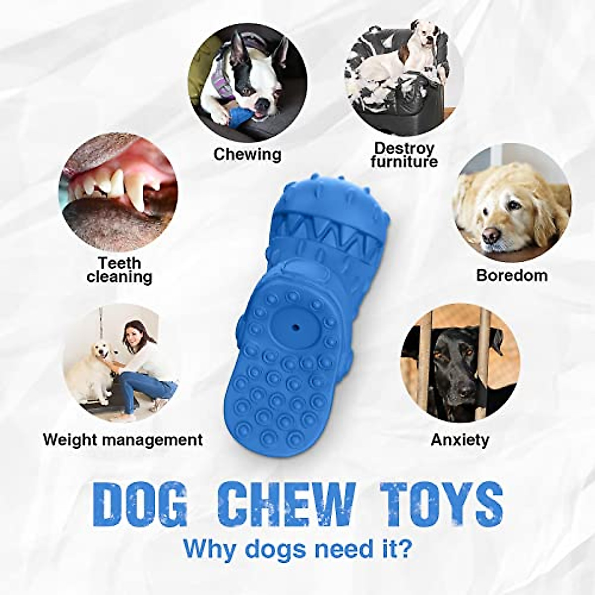 IZETIANZHE Indestructible Dog Toys, Squeaky Dog Toys for Aggressive Chewers, Tough Dog Chew Toys for Medium/Large Dogs/Heavy Duty Dog Toys (Slipper-Blue)