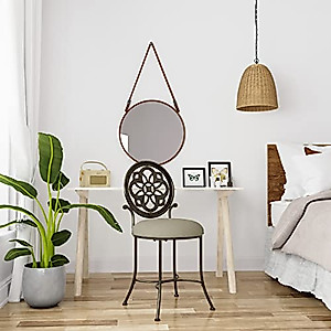 Hillsdale Furniture Marsala Vanity Stool, Gray with Brown highlighting with Cream Fabric