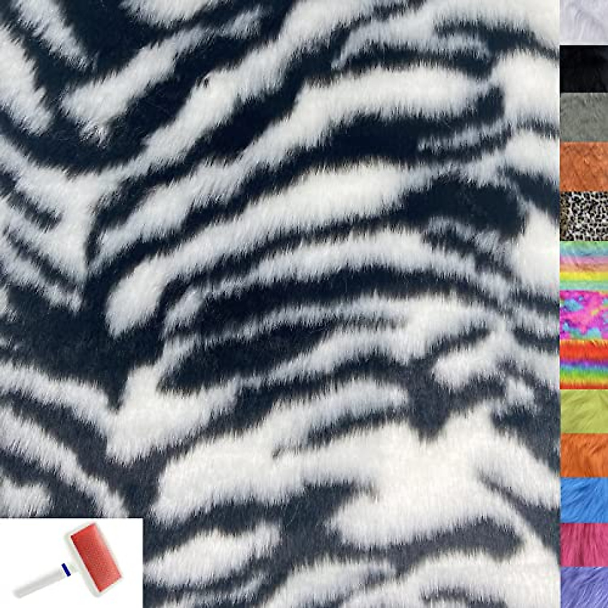 Highshion Artificial Shaggy Faux Fur Fabric | 64" x 36" | Camera Floor Chair Cover Seat Cushion for Any DIY Craft | Rectangular Patch Costume | Plush Crafting Sewing(64"X36"，Zebra Stripe)