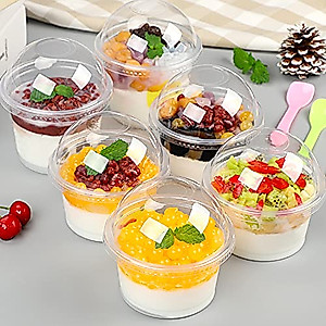 Dessert Cups Clear Plastic Cups,50 Pack Dessert Cups Clear Plastic Cups with Dome Lids,Party Cups Fruit Cups Snack Bowls for Iced Cold Drinks Ice Cream Cupcake Parfait (5 OZ)
