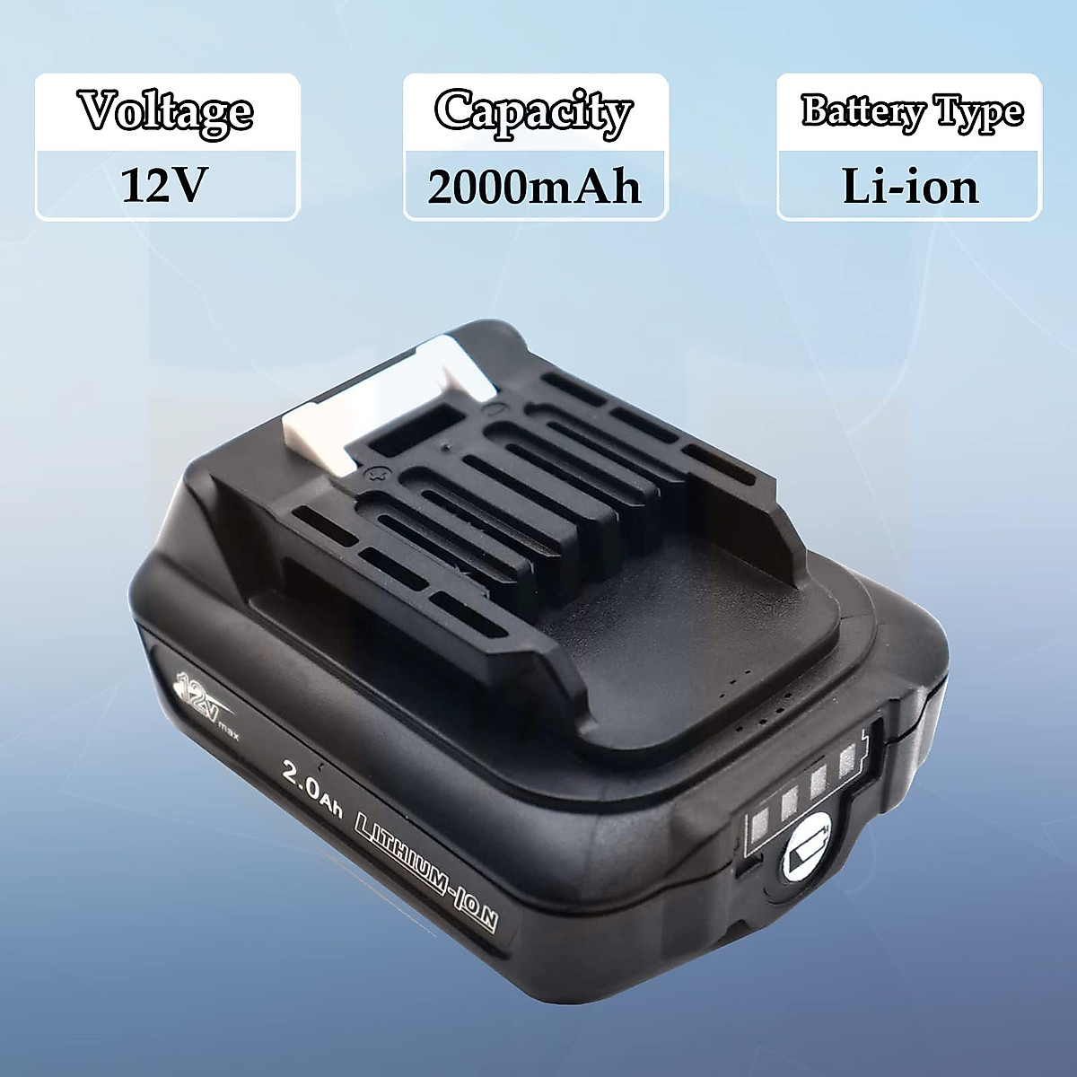 The Power Shop 1 Pcs BL1021B Battery and 1 Pcs DC10WD Charger Replacement for Makita 10.8V & 12V Max. 2000mah Li-Ion CXT Battery 197394-3 197402-0 197393-5 197396-9 DC10WD DC10SB DC10WC Charger