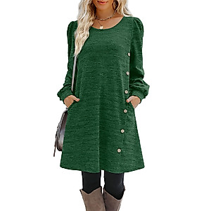 XIEERDUO Womens Long Sleeve Dresses Christmas Sweater Dress For Leggings Tunic Xmas Green S